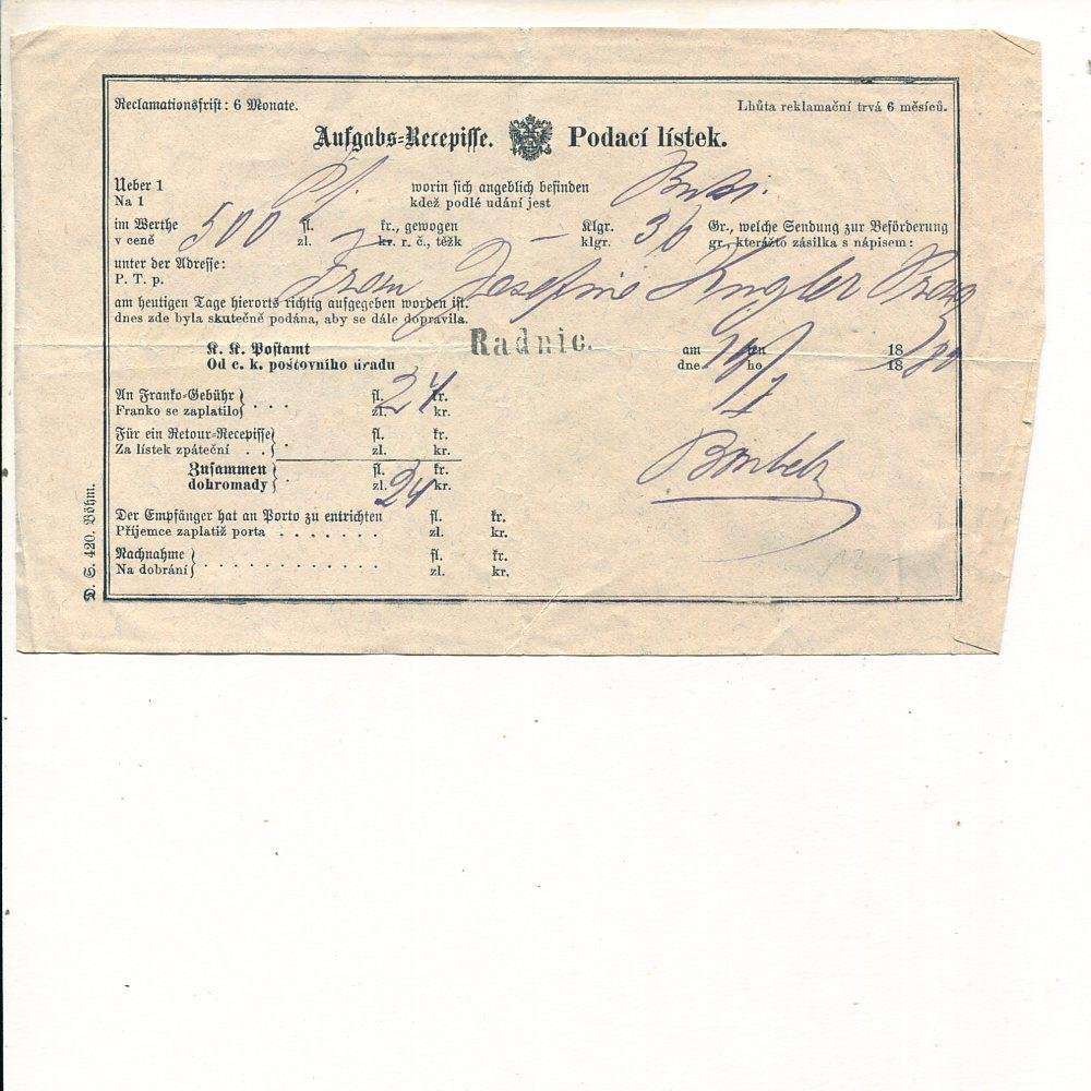 Austria Bohemian receipt for insu.. | Köp från SorenACo på Tradera ...