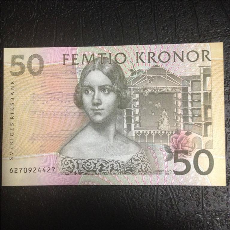 50 kronor sedel Jenny Lind ,ovikt i perfekt kvallitet på Tradera.com