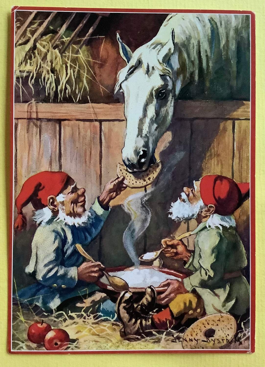 Julkort Tomtar matar häst JENNY NYSTRÖM | Köp på Tradera (608139628)