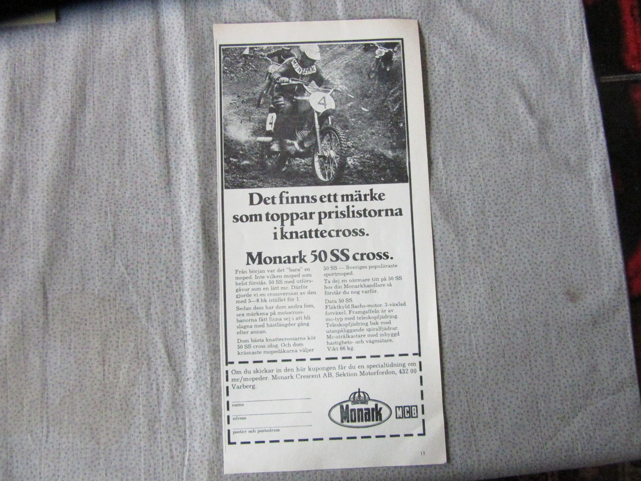 Monark 50 SS moto cross 1970 Reklam annons | Köp på Tradera (709506414)