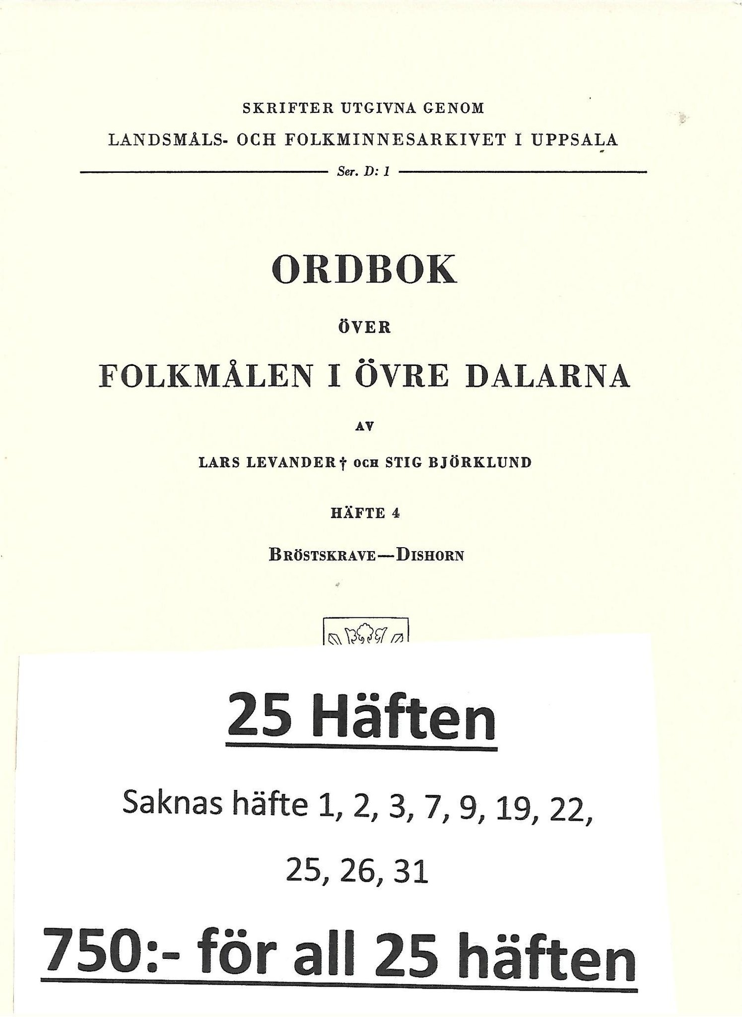 Se produkter som liknar ORDBOK ÖVER FOLKMÅL I ÖVRE DA.. på Tradera ...