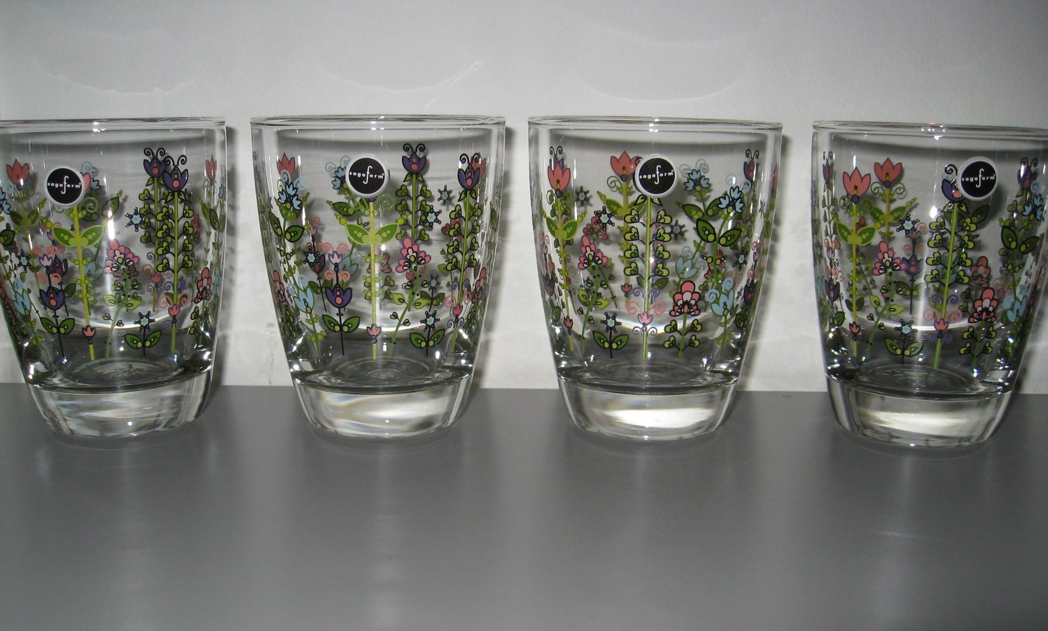 Sagaform Saga Form Timotej blommiga dricksglas glas blommor pastell 4 ...