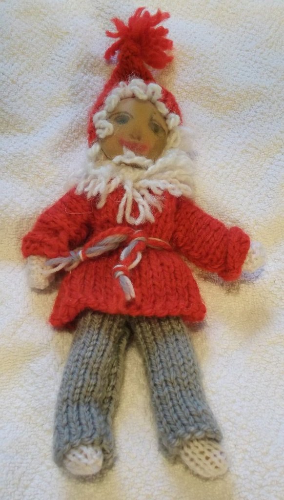 Jultomte röd stickad svenskt handarbete hemslöjd | Köp på Tradera ...