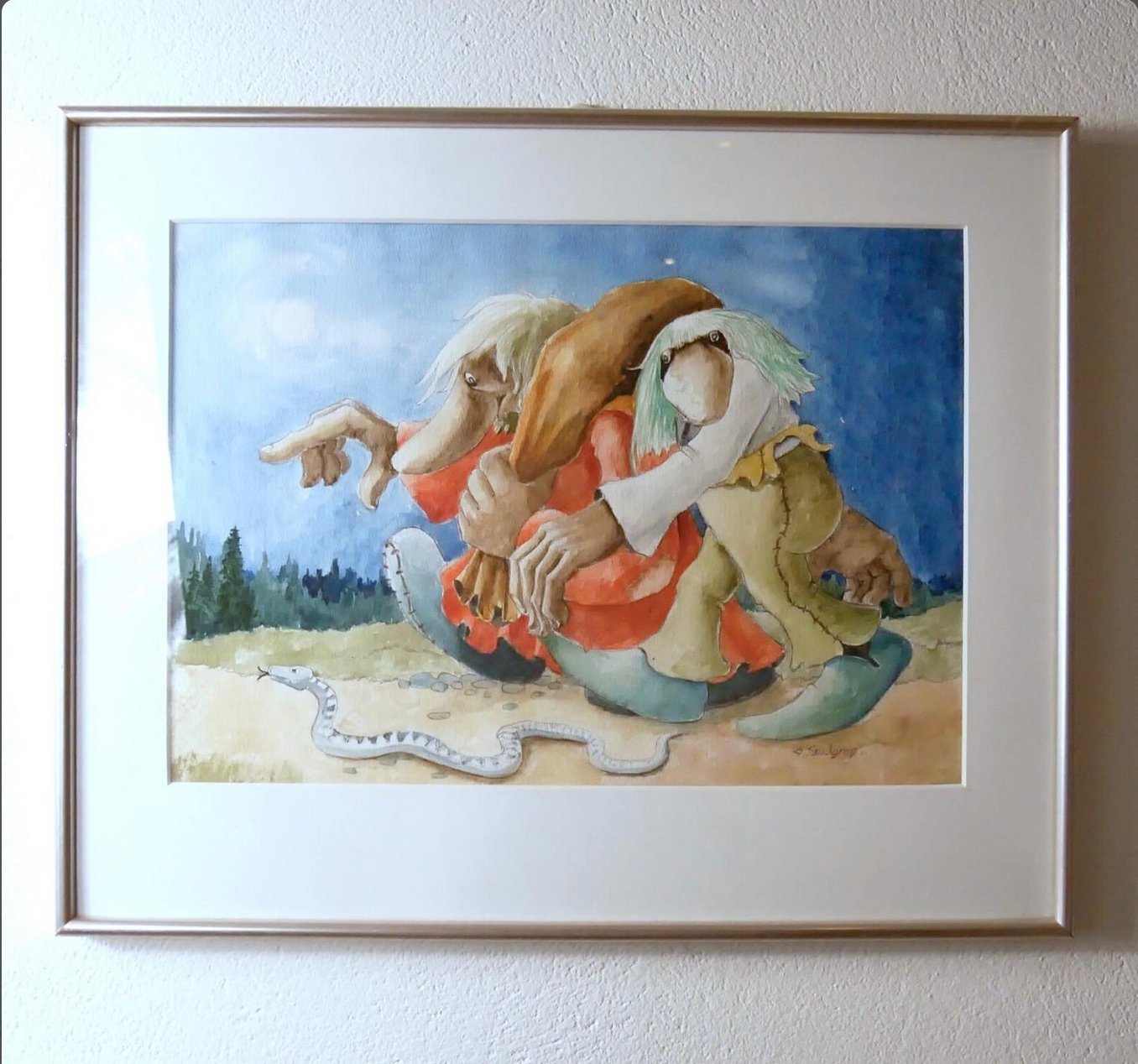 Trollmålning i akvarell – Gustav Sandgren, Sven.. | Köp på Tradera ...