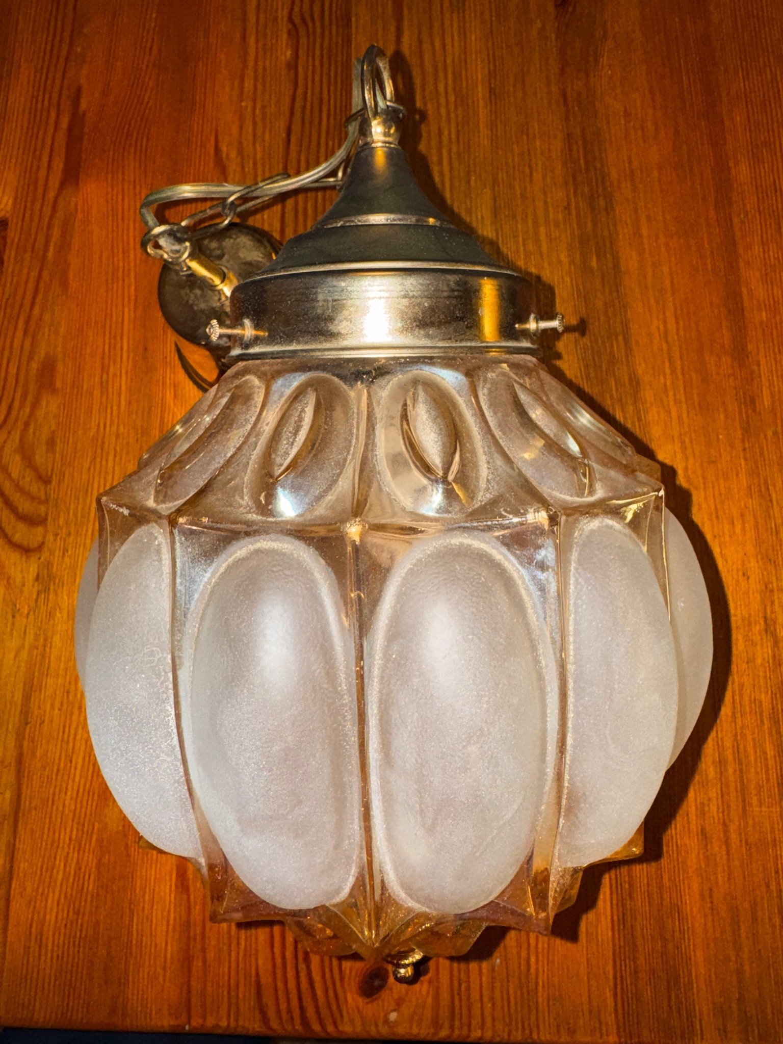 Vintage Taklampa i glas och metall | Köp på Tradera (705119706)