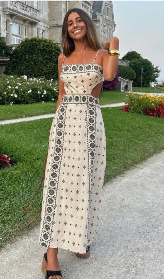 Zara Summer Linen Blend Midi Dress with Cut Out.. | Köp på Tradera ...