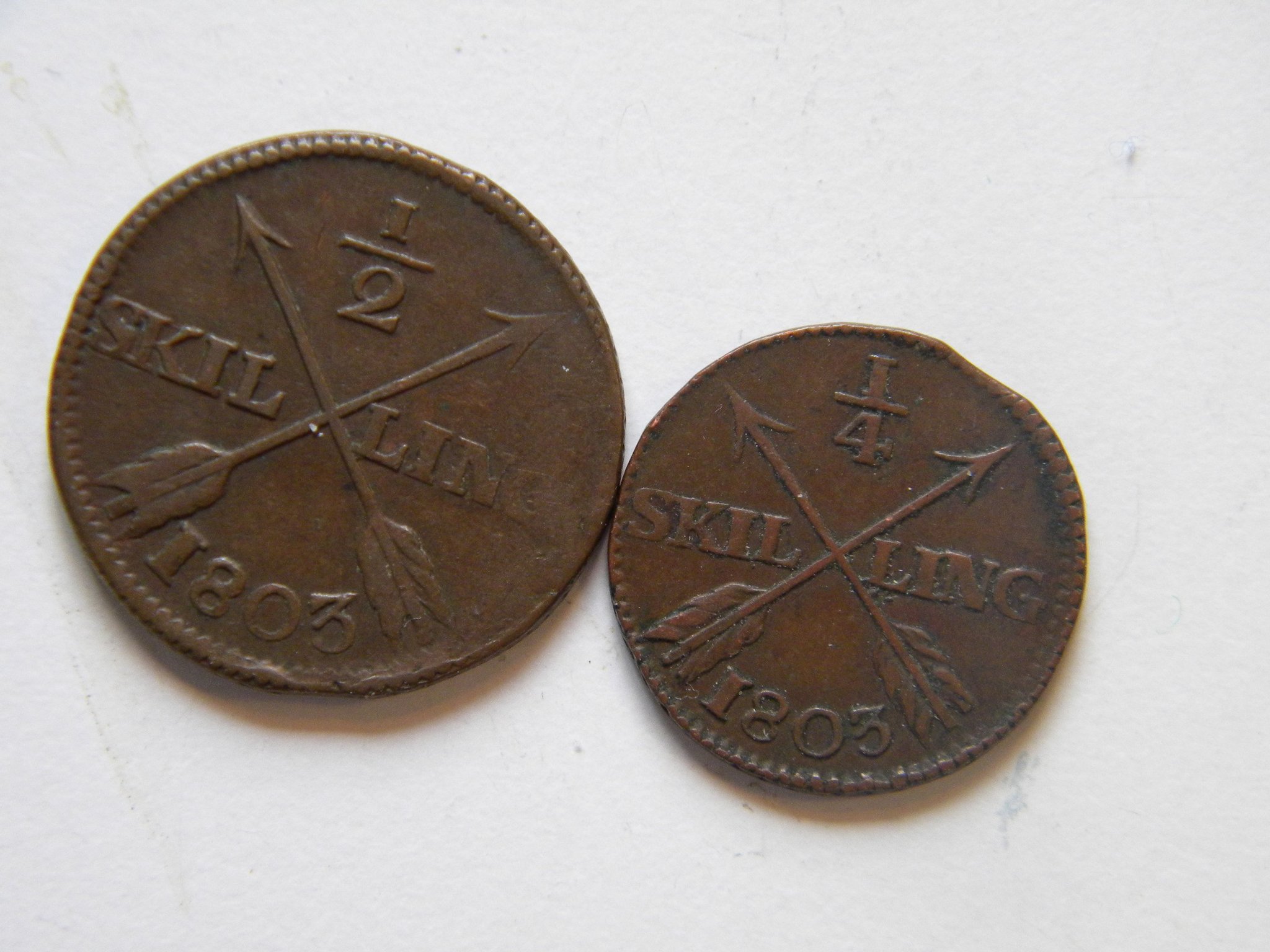 Se produkter som liknar 1/2 Skilling 1803 1/4 Skillin.. på Tradera ...