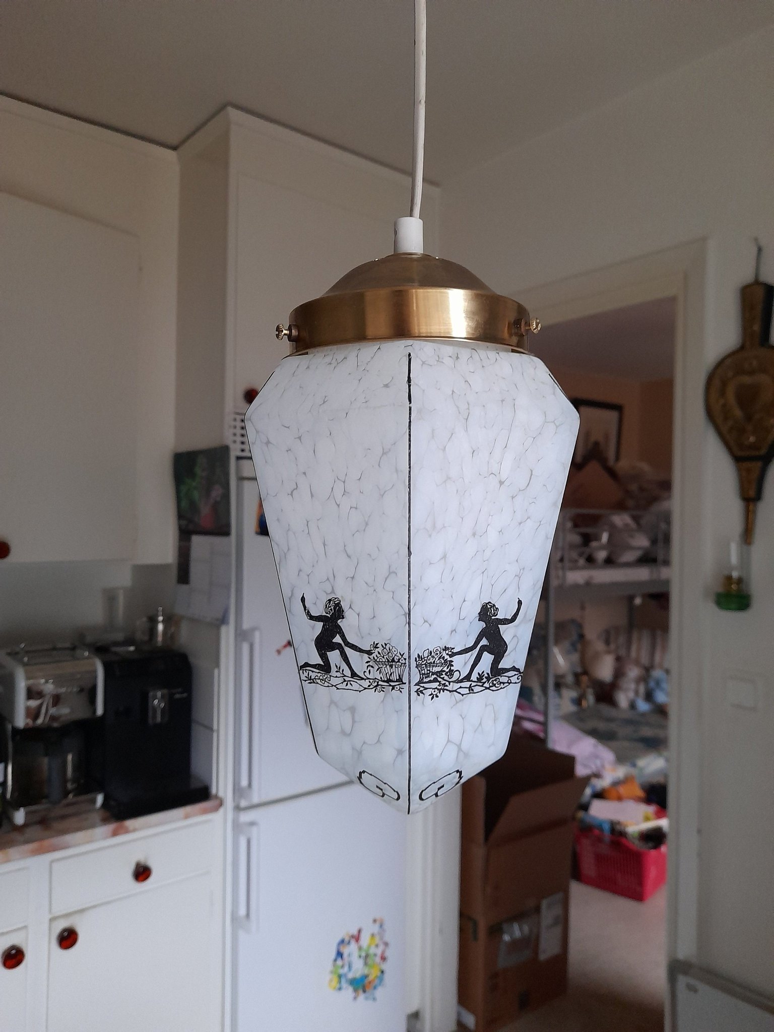 Taklampa glas och mässing 30ral art deco stil | Köp på Tradera (704475901)