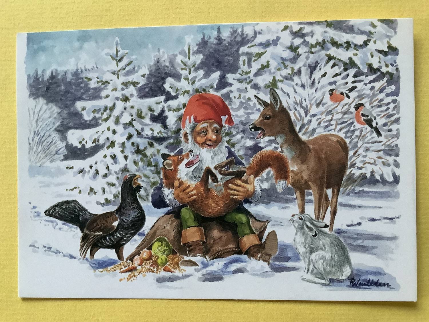 Julkort Tomte matar djuren Rune Wenliden | Köp på Tradera (647653369)