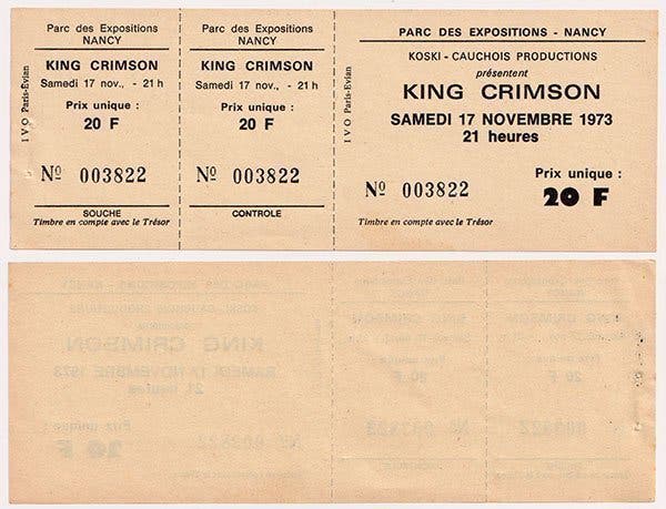 King Crimson unused concert ticket, Nancy 17 no.. | Köp på Tradera ...