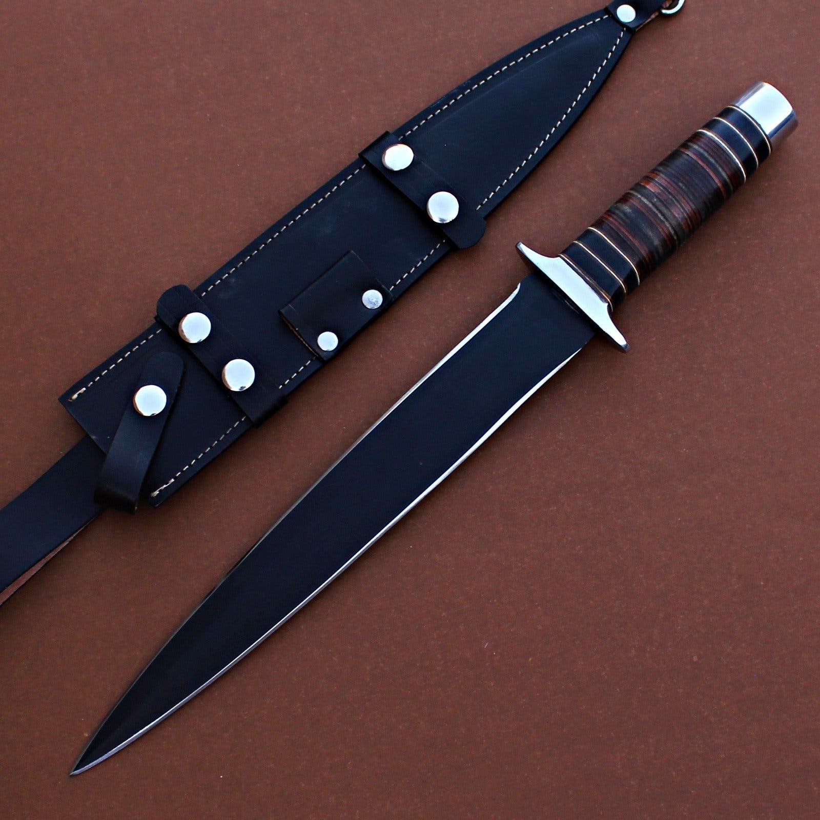 Custom Handmade Double Edged Black Dagger Knife.. | Köp på Tradera ...