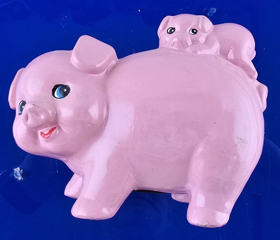 Rosa spargris med kulting | Köp på Tradera (677677502)