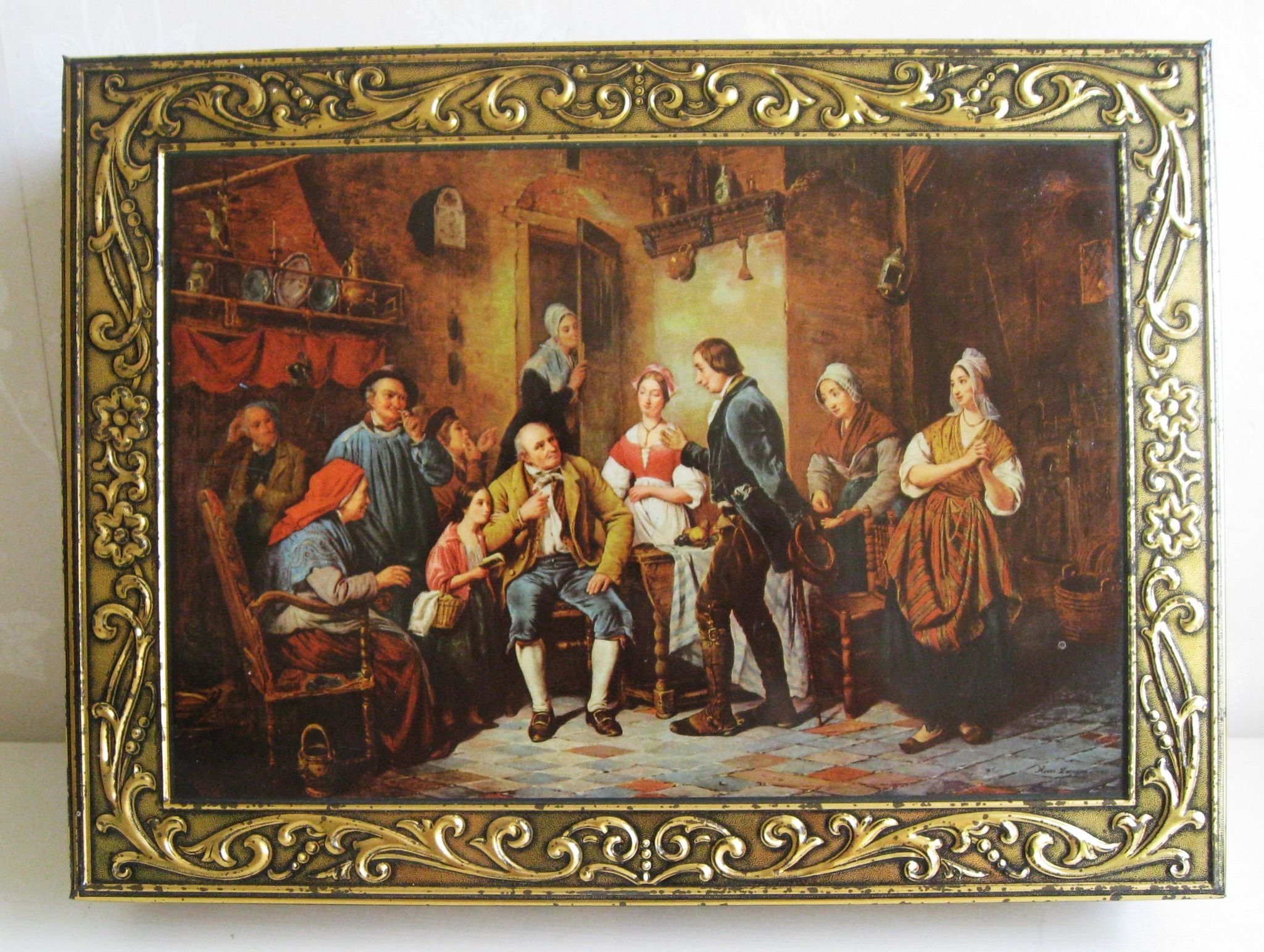 RETRO Stor burk / plåtburk i bleckplåt med moti.. | Köp på Tradera ...