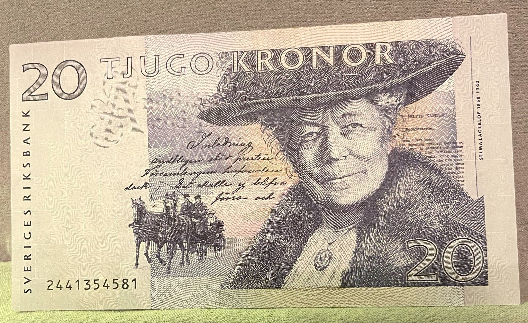20 Kronor Sedel - Selma Lagerlöf 1992 | Köp på Tradera (668453680)