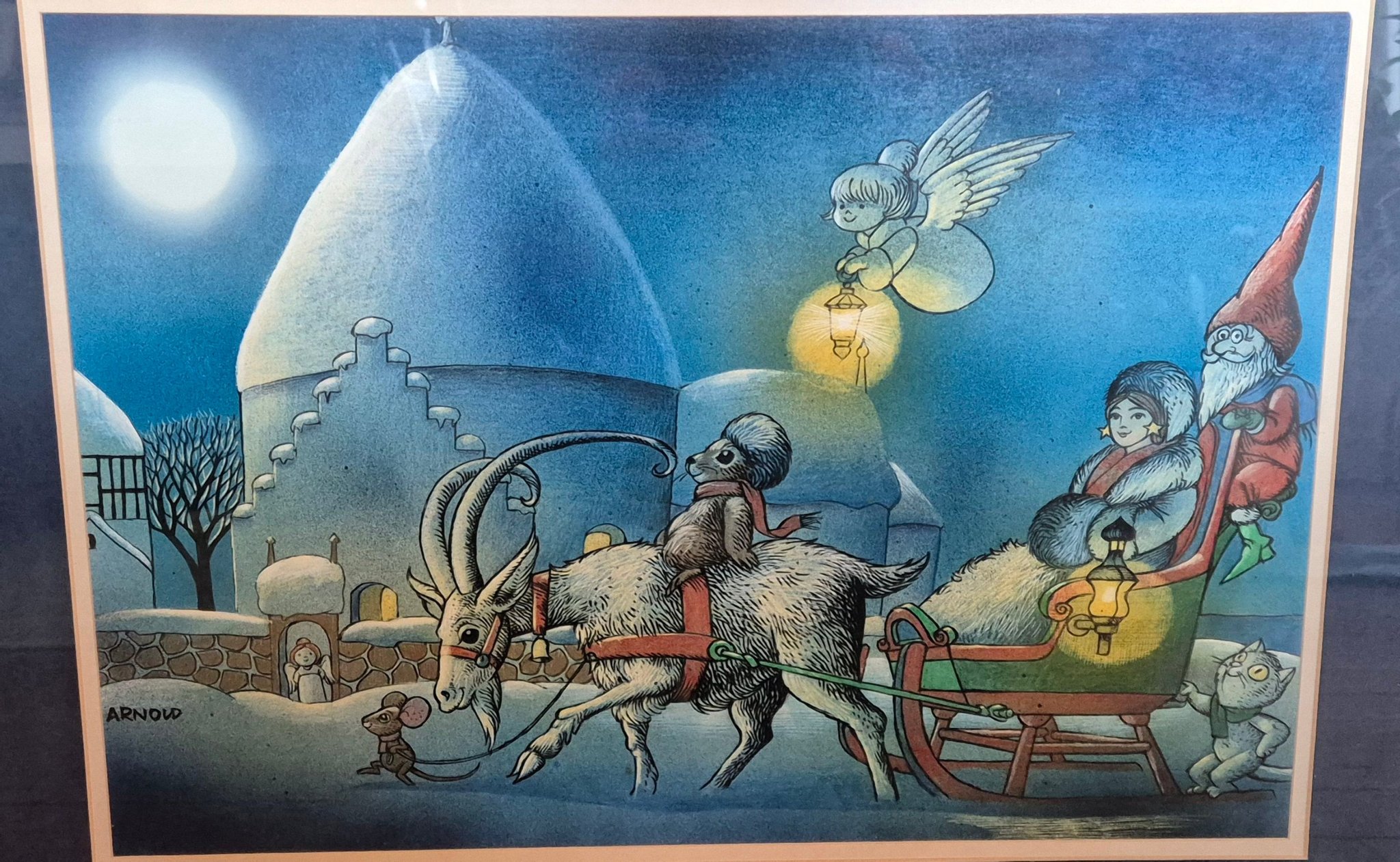 Hans Arnold orginal / Blandteknik. Julafton på .. | Köp på Tradera ...