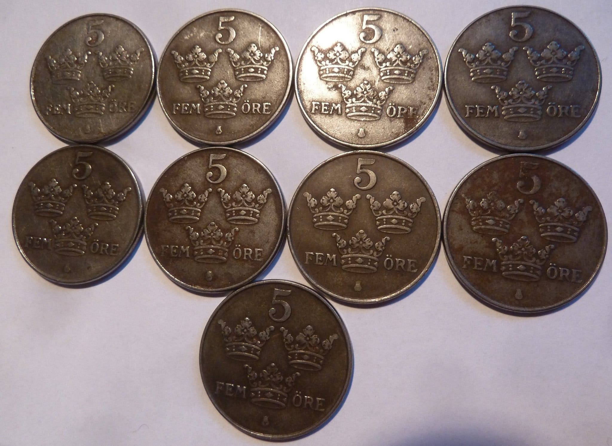 Se produkter som liknar 9 Svenska Mynt 5 öre 1942-1950 på Tradera ...