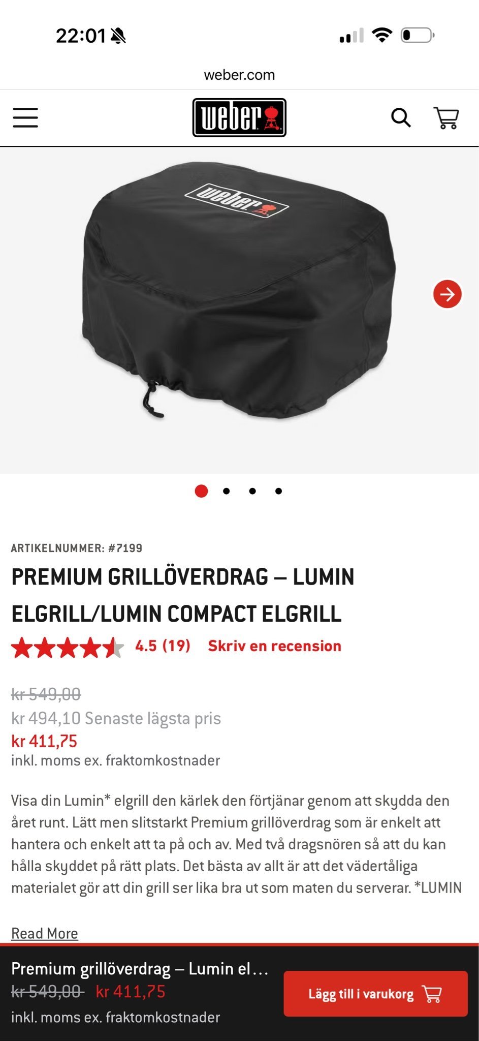 Weber Premium Grillöverdrag - Lumin Elgrill/Lum.. | Köp på Tradera ...