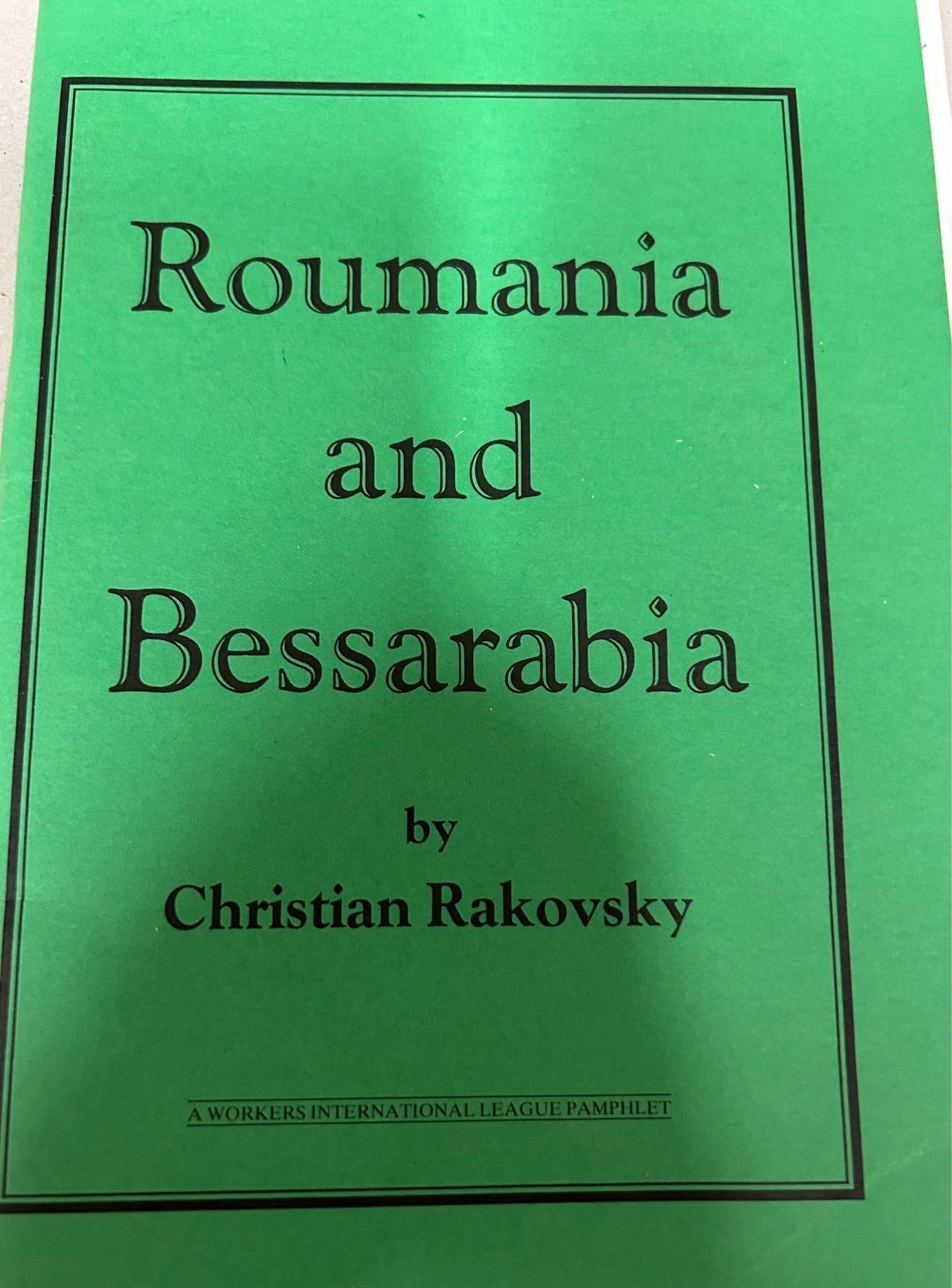 Roumania and Bessarabia av Christian Rakovsky | Köp på Tradera (717564612)