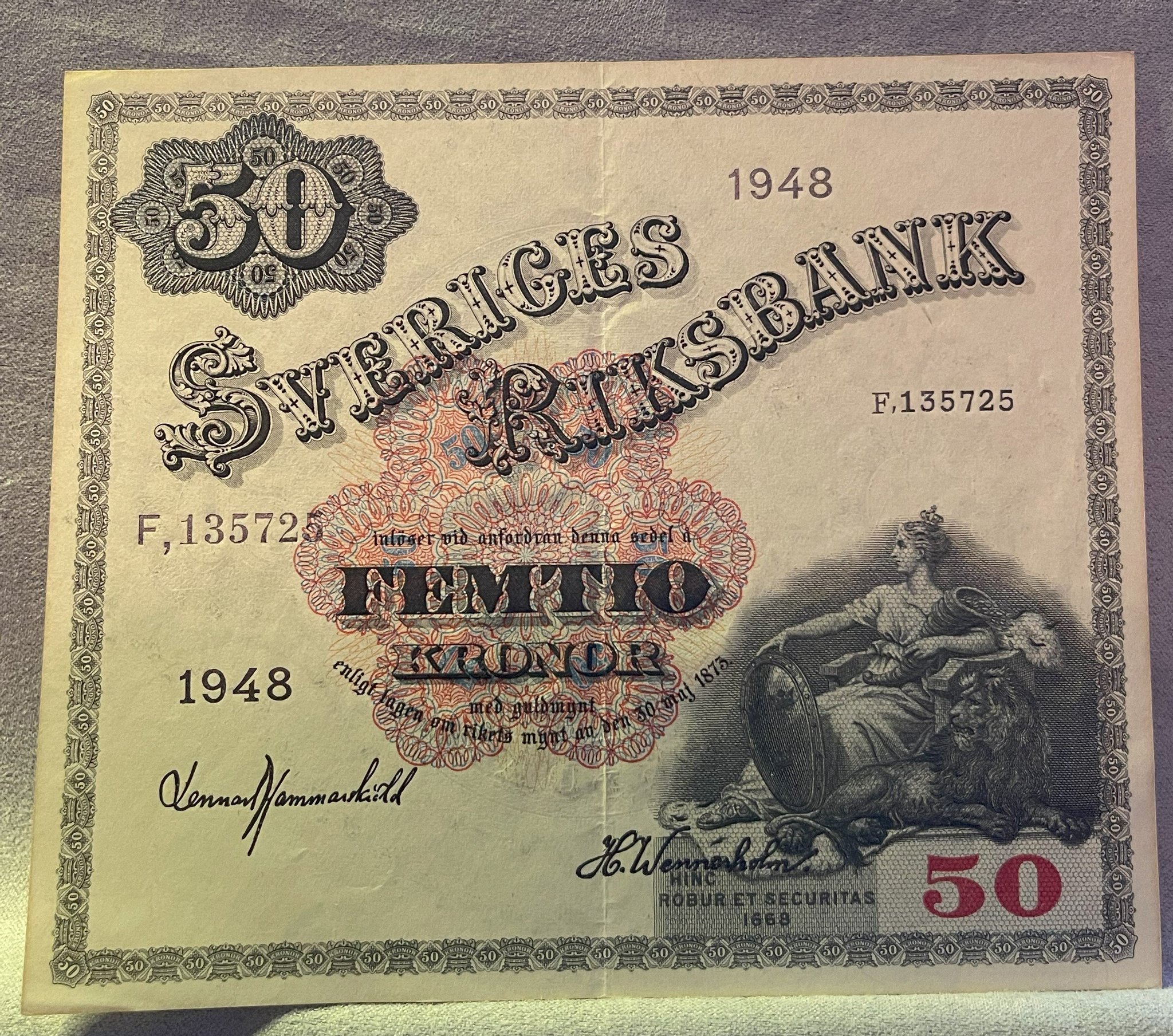 Svensk sedel från 1948 | Köp på Tradera (694193644)