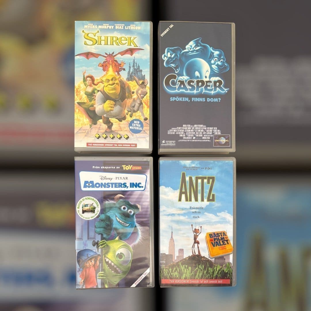 4st VHS Barnfilmer: Shrek, Casper, Monsters Inc.. | Köp på Tradera ...