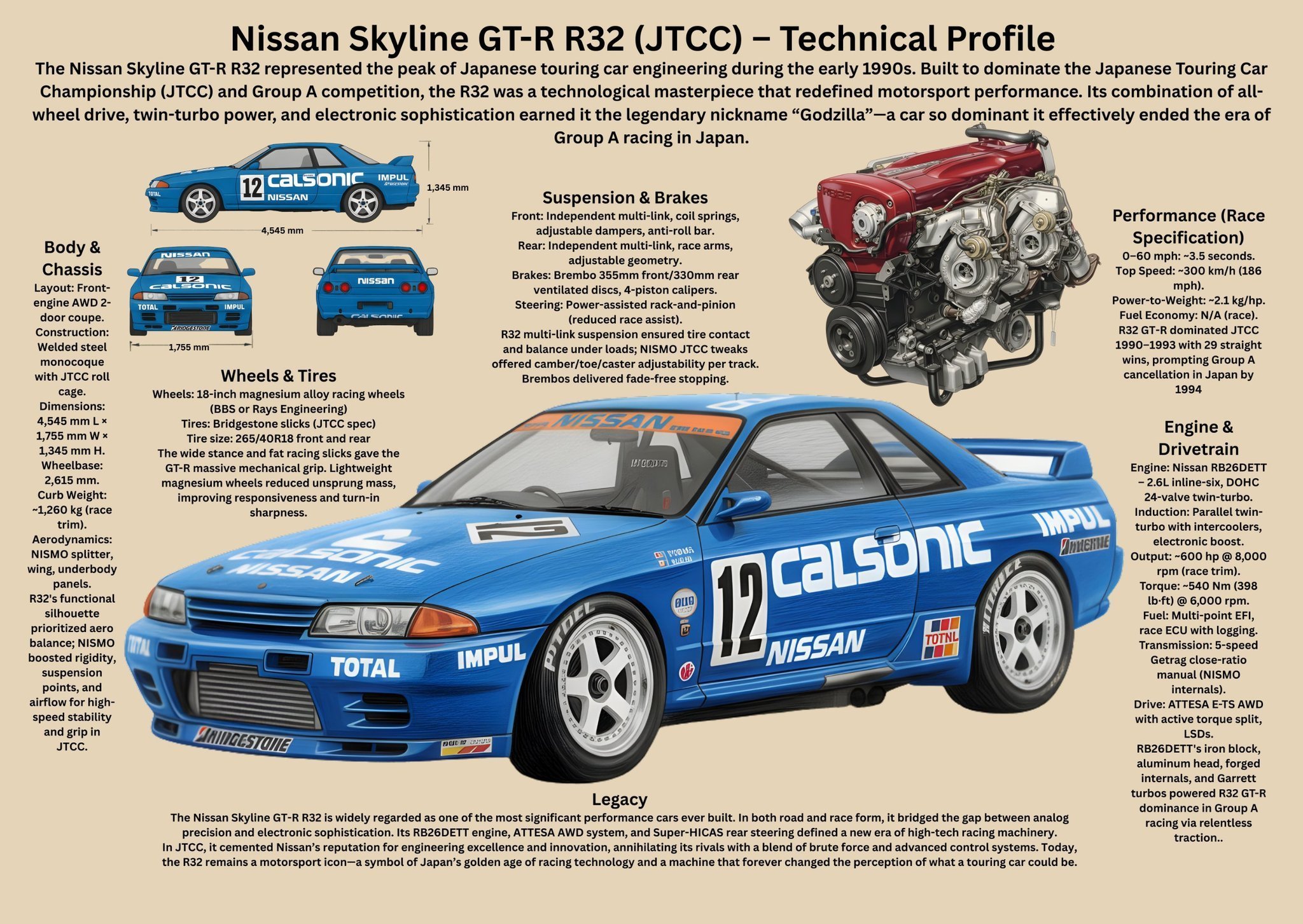 A2 poster av Nissan Skyline GT-R R32 (JTCC) – T.. | Köp på Tradera ...