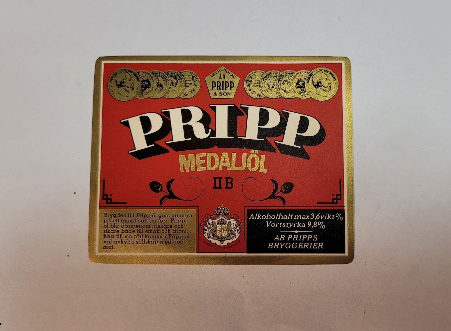 Pripps medaljöl mellanöl Pripp Extra 3,6 vikt %.. | Köp på Tradera (623178318)