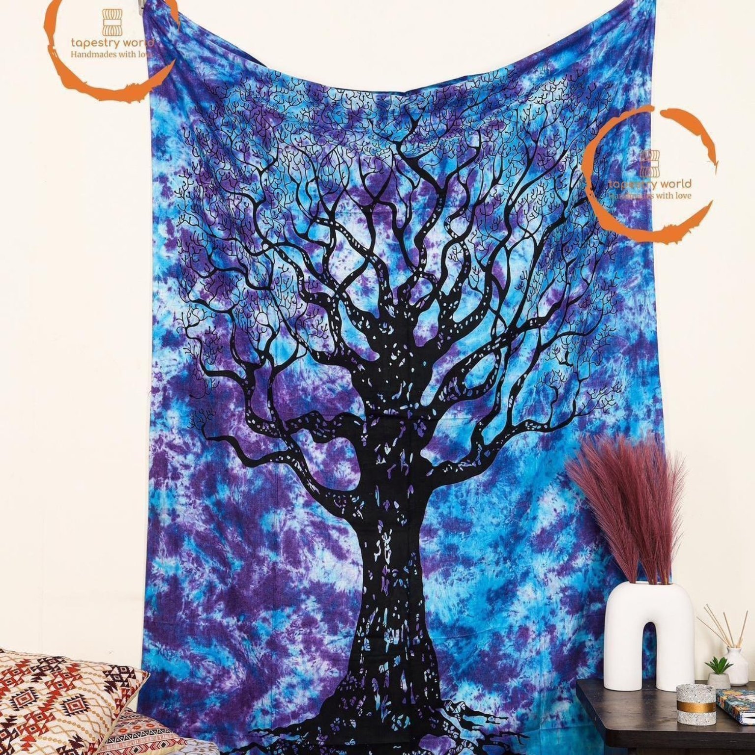 Multicolor Tree Tie Dye Wall Hanging Indian Tap.. | Köp på Tradera ...