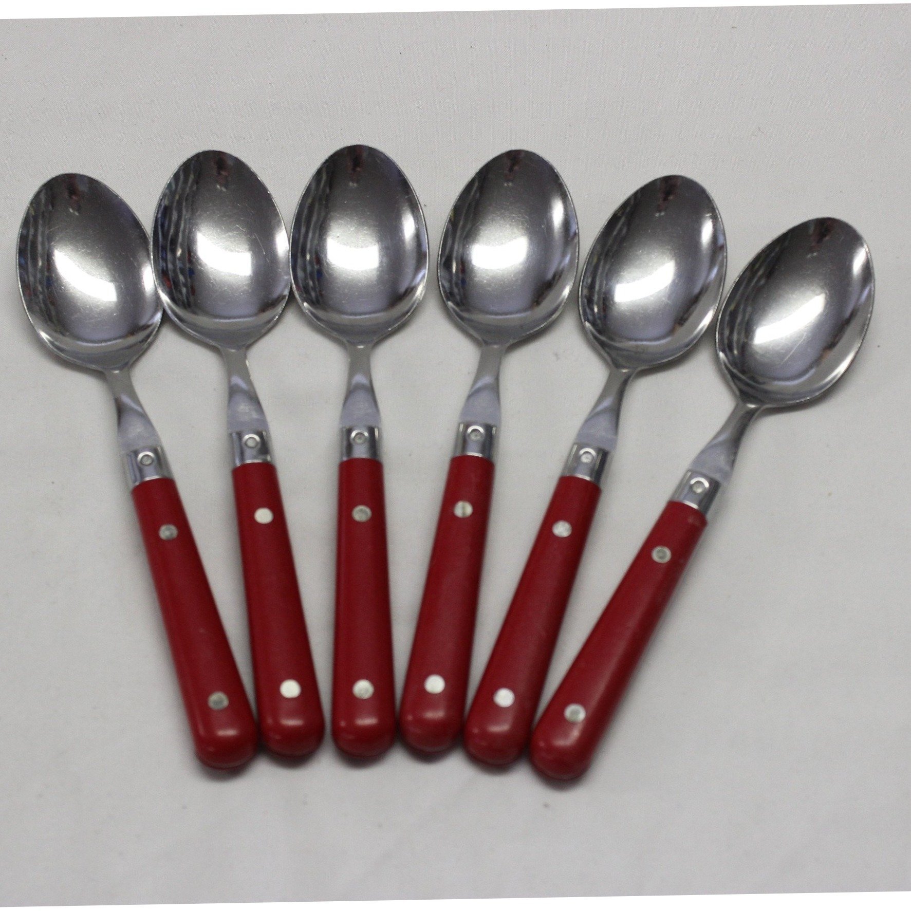6 Sked Skedar 17,5 cm i Rostfritt m Röd Plast H.. | Köp på Tradera ...