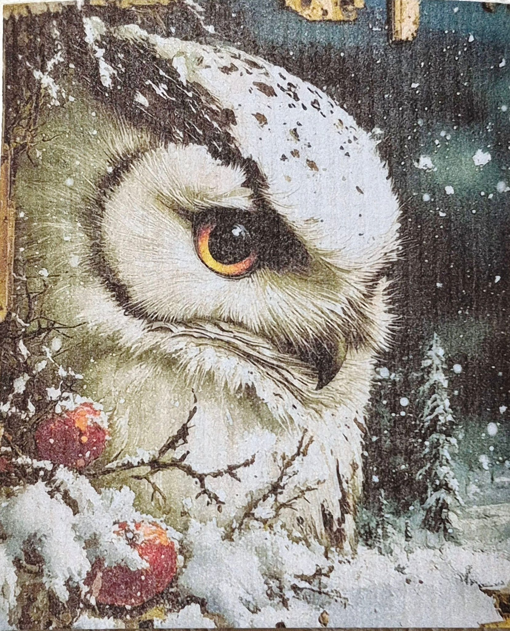 Disktrasa duk med tryck JUL otroligt vacker uggla | Köp på Tradera ...