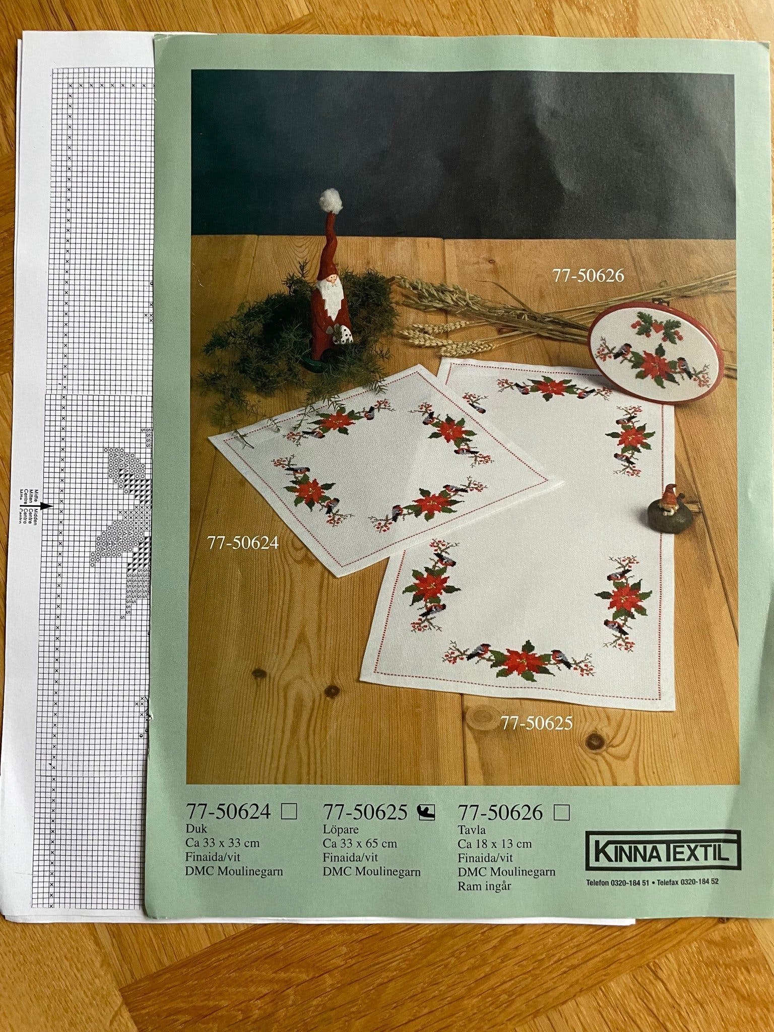 Jul broderi löpare i korsstygn med julrosor och.. | Köp på Tradera ...