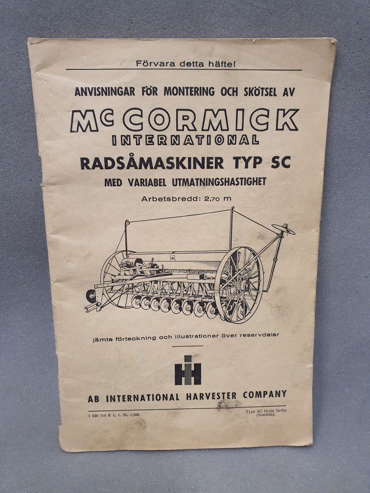 Instruktionsbok med res.delskatalog McCormick I.. | Köp på Tradera ...