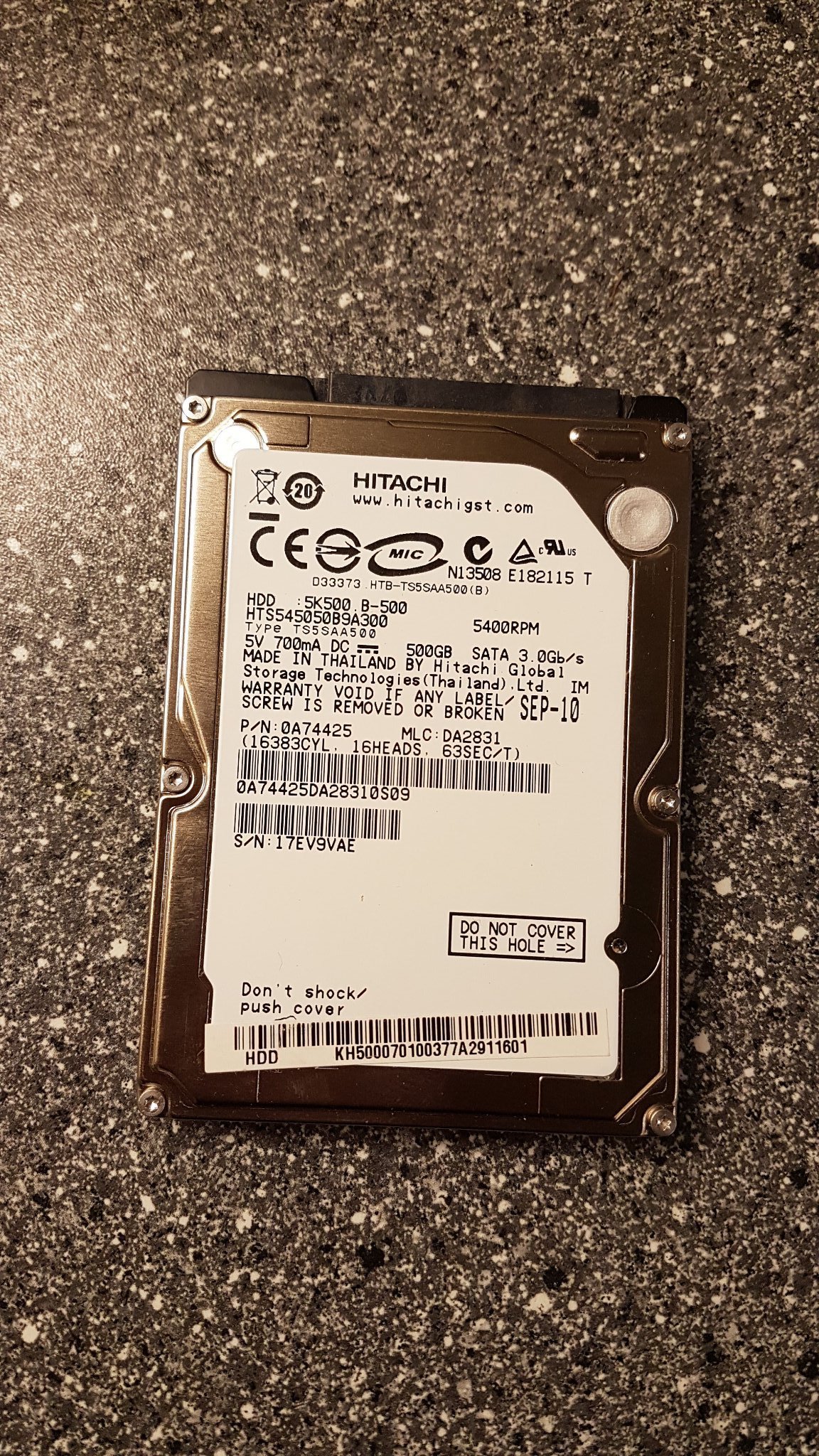 HDD Hitachi 500GB hårddisk (381221947) ᐈ Köp på Tradera