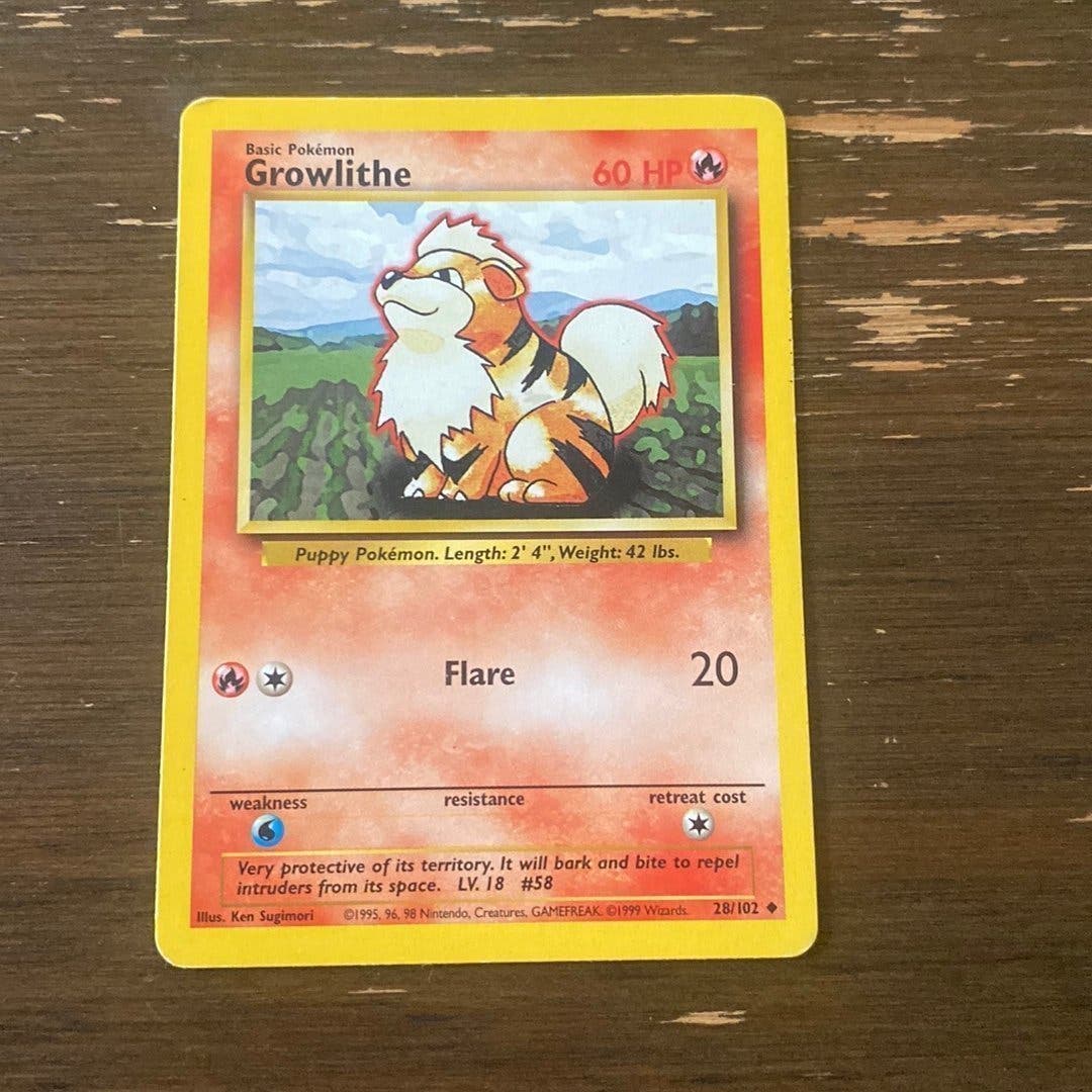 Pokémon Base Set - Growlithe 28/102 | Köp på Tradera (706753080)