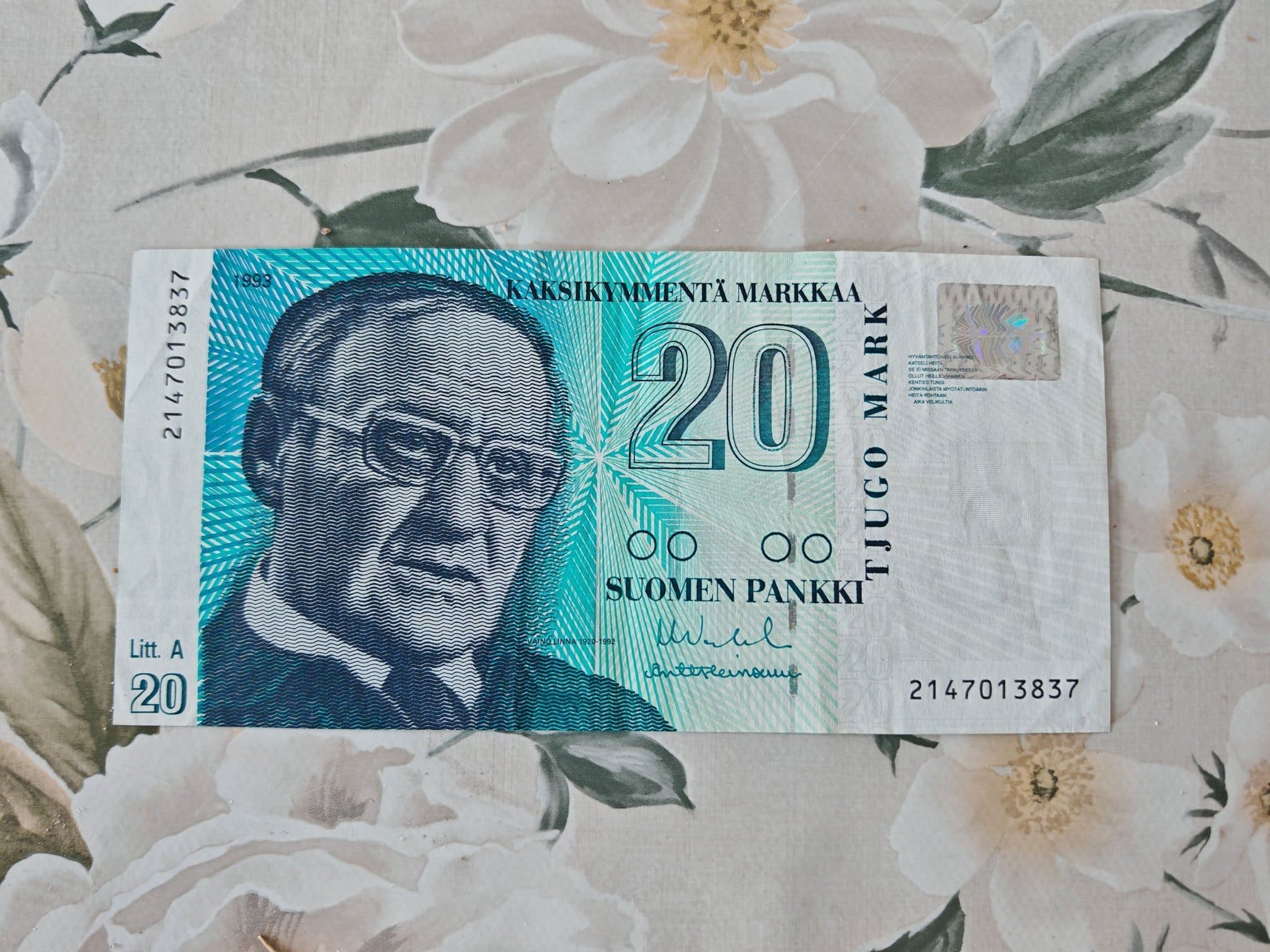 Se produkter som liknar Finsk 20 Mark Sedel - 1993 Li.. på Tradera ...