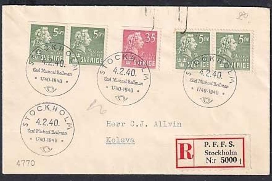 FDC 4.2.40. Bellman med 4st F-324C och F-325-Rek. | Köp på Tradera ...