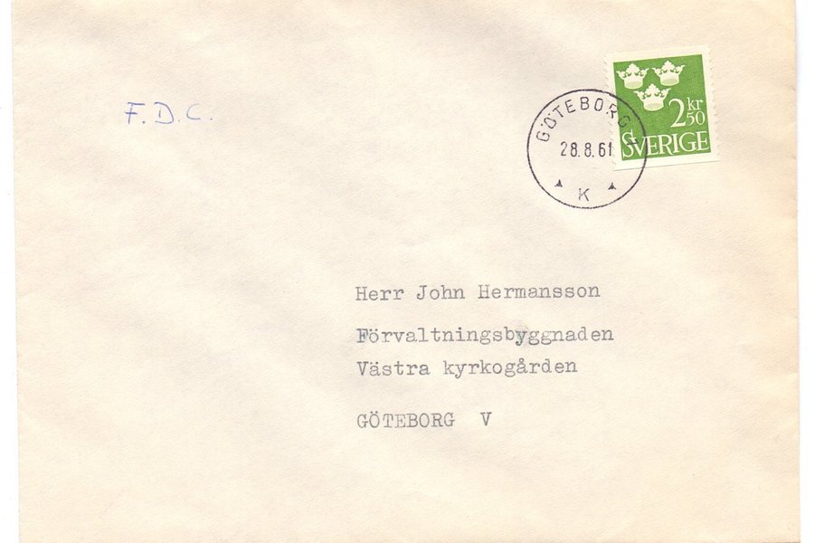 FDC 28/8 61, Tre kronor stpl Göte.. | Köp från nilsfrim på Tradera ...