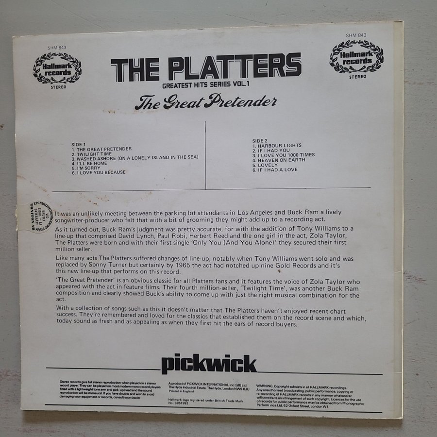 The Platters - Greatest Hits Series Vol. 1 - Th.. | Köp på Tradera ...