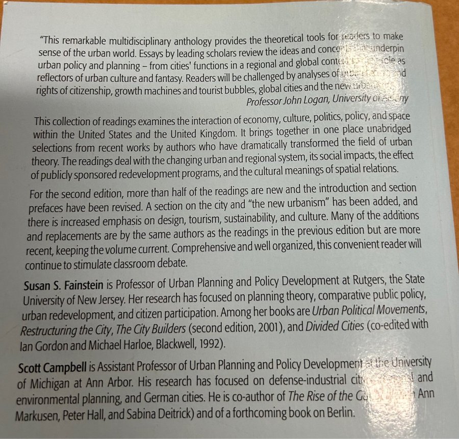 Readings in Urban Theory, Susan S. Fainstein, A.. | Köp på Tradera ...