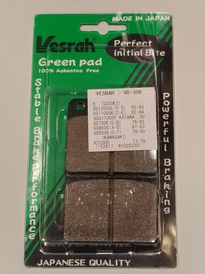 Vesrah Green pad Bromsbelägg VD-.. | Köp från MC-Center på Tradera (524855353)