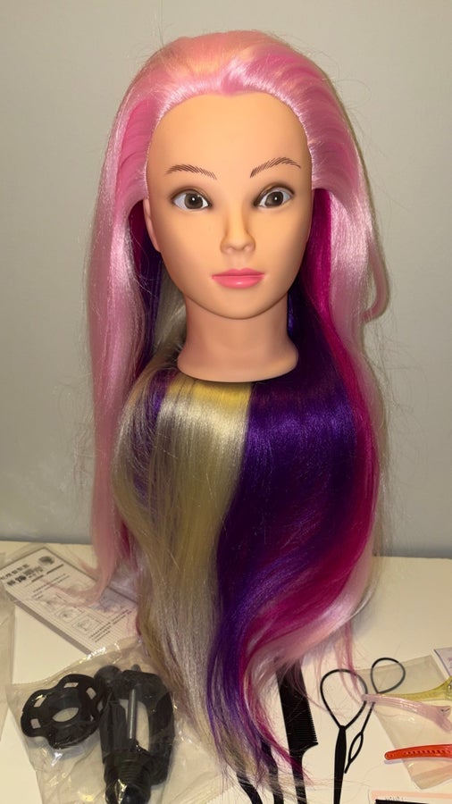 Practice Head,75cm Synthetic Hair with Table Ho.. | Köp på Tradera ...