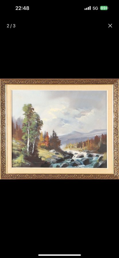 OIDENTIFIERAD KONSTNÄR. Fors, olja på duk, otyd.. | Köp på Tradera ...