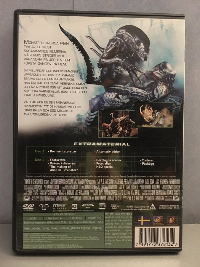 Alien vs Predator (DVD) 2-Disc Extreme Edition | Köp på Tradera (595648586)