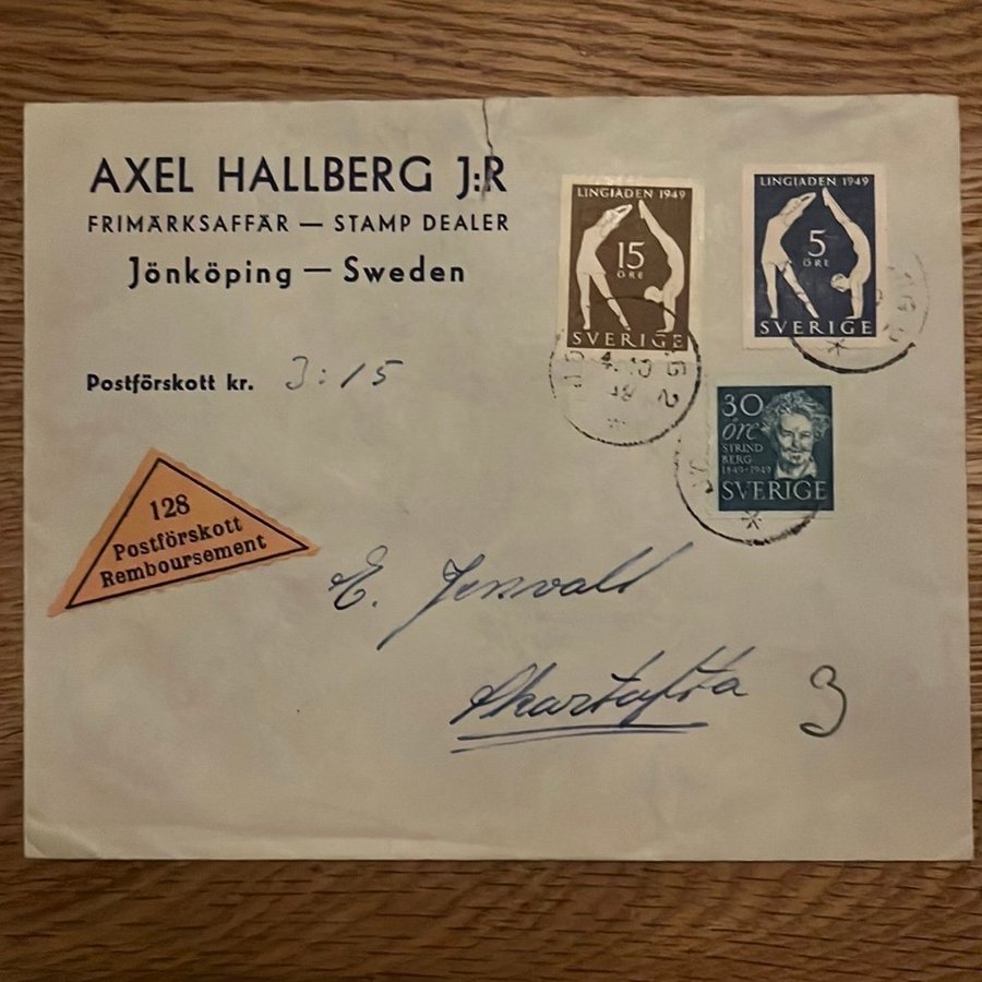 Postförskottsförsändelse Axel Hallberg J:R frim.. | Köp på Tradera ...