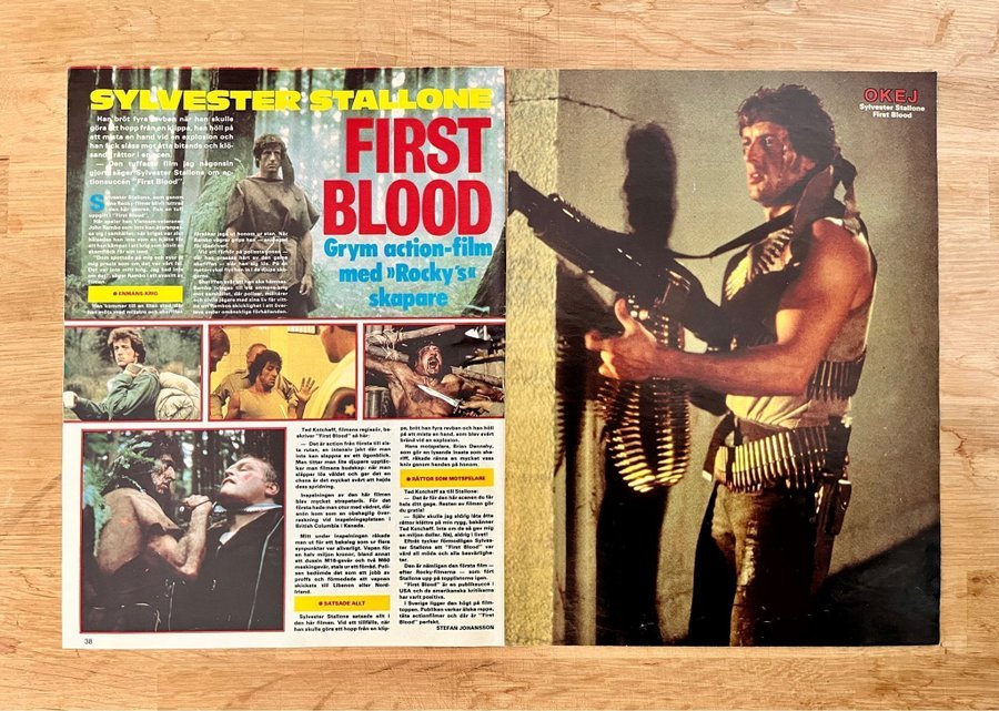 First Blood Rambo Stallone 1982 reportage poste.. | Köp på Tradera ...