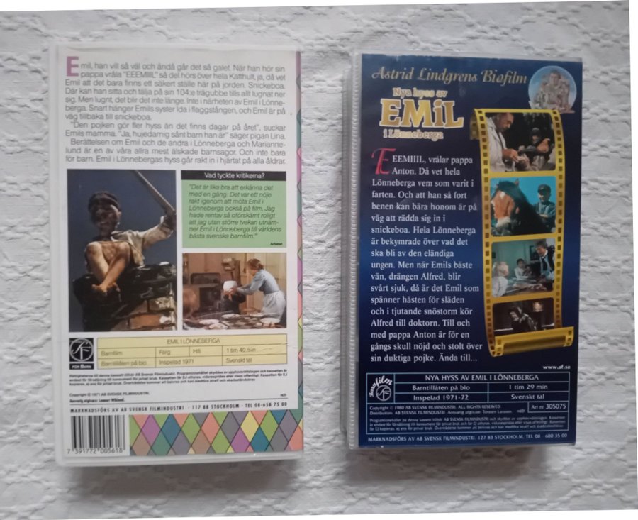 Emil i Lönneberga Två VHS klassiska filmer | Köp på Tradera (707516286)