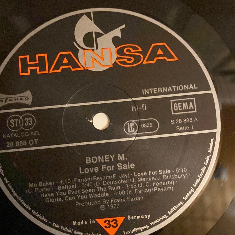 Boney M. - Love For Sale (Vinyl) | Köp på Tradera (734479534)