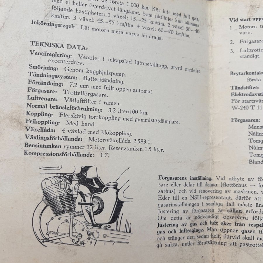 NSU MAX Motor typ 251 OSB Original Instruktions.. | Köp på Tradera ...