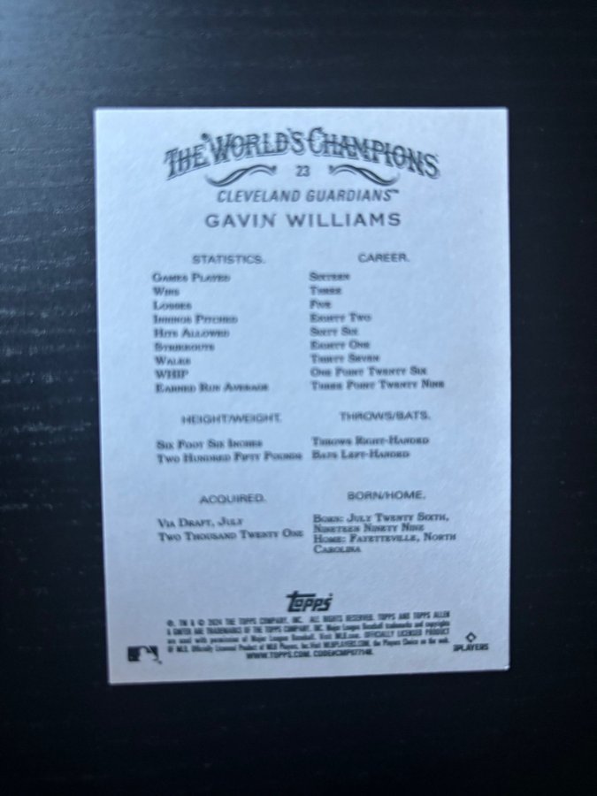 Gavin Williams - Topps Allen & Ginter 2024 Rook.. | Köp på Tradera ...
