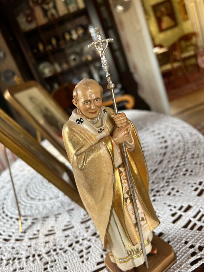 Påve Johannes Paulus II träsnidad staty, Costa .. | Köp på Tradera ...