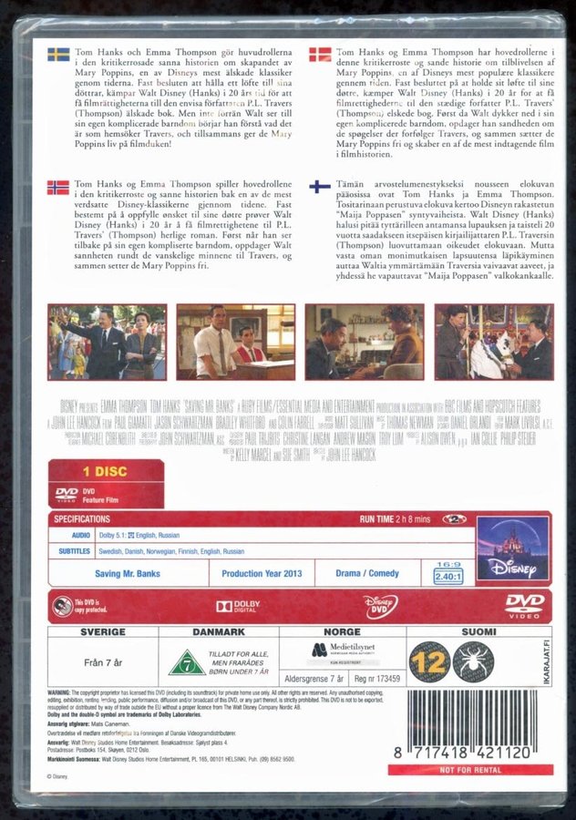 Saving Mr. Banks (Emma Thompson, Tom Hanks) | Köp på Tradera (708530347)